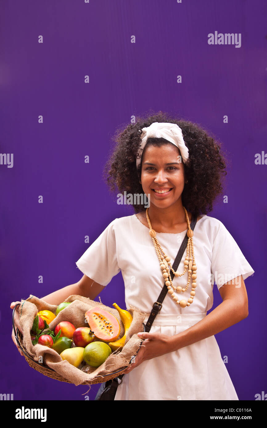 A woman dressed in traditional Puerto Rican costume San Sebastian ...