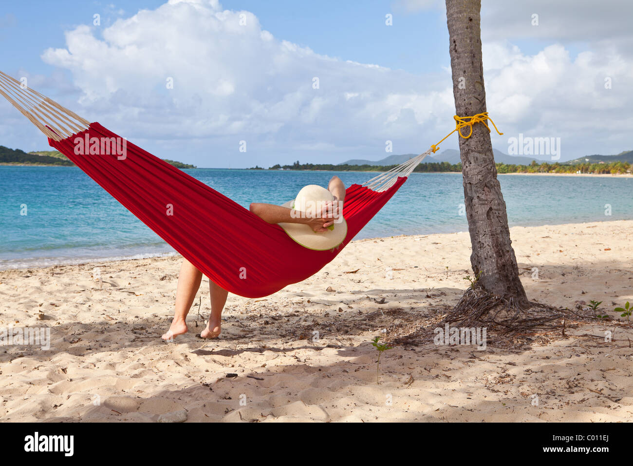 Hammock on coconut palms Sunbay beach in Vieques Island, Puerto Rico ...