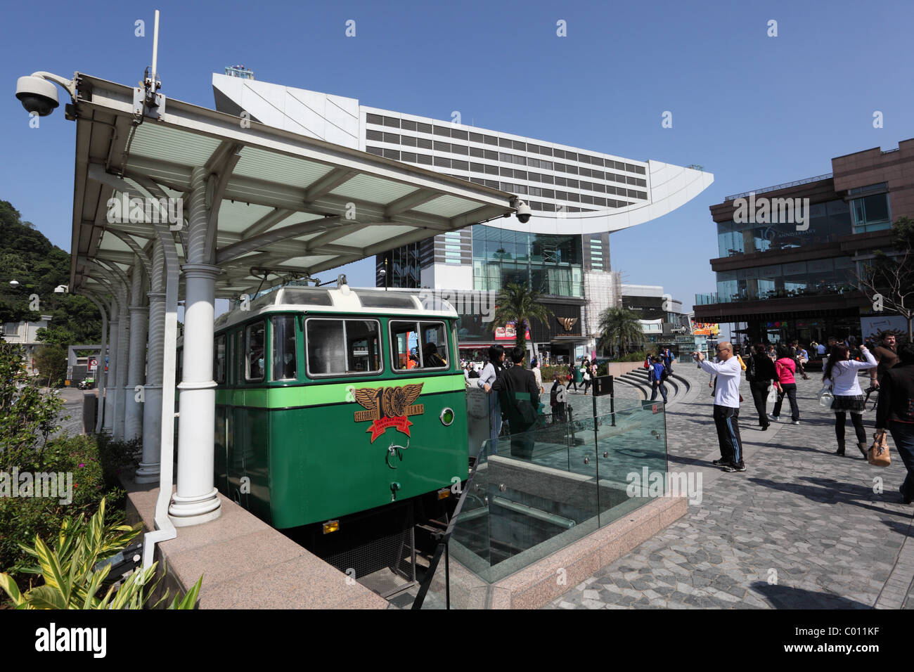 Old Peak Tram at the Victoria Peak in Hong Kong Stock Photo - Alamy