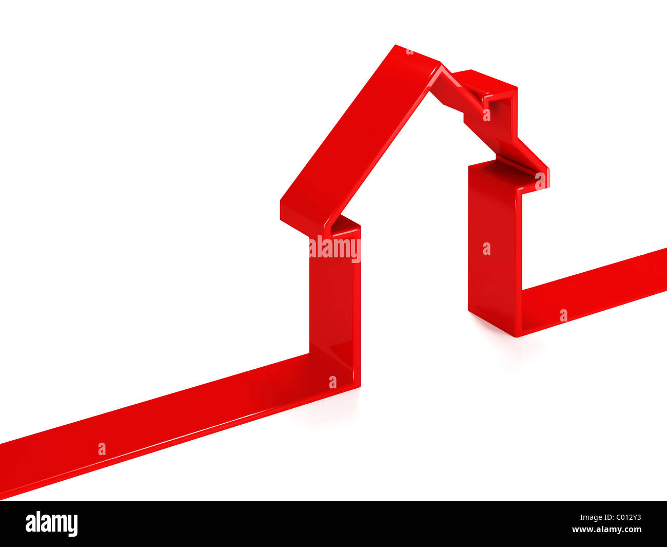 red ribbon house 3d on white background Stock Photo - Alamy
