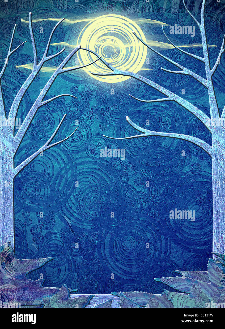 Night moonlight trees hi-res stock photography and images - Alamy