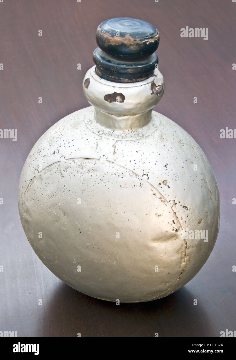 metal drug bottle with wooden top on a dark background Stock Photo - Alamy