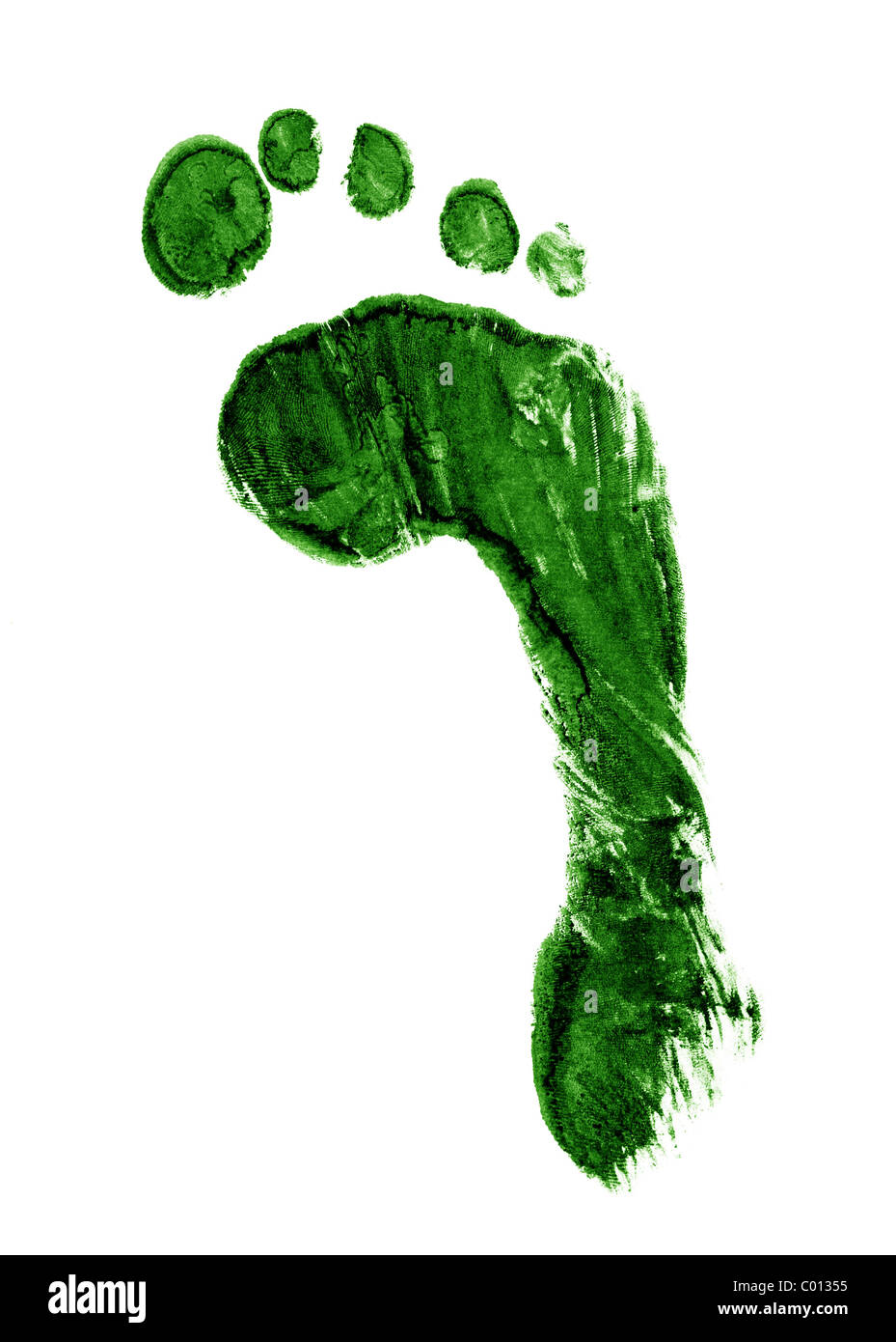 An impression of a footprint in green Stock Photo - Alamy