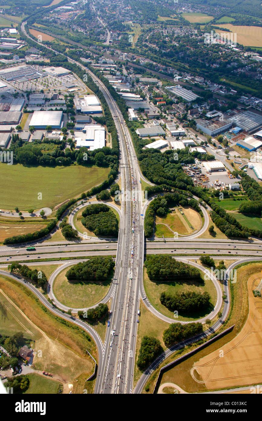 Aerial view, A40 and A45 highway junction, known as Sauerlandlinie ...