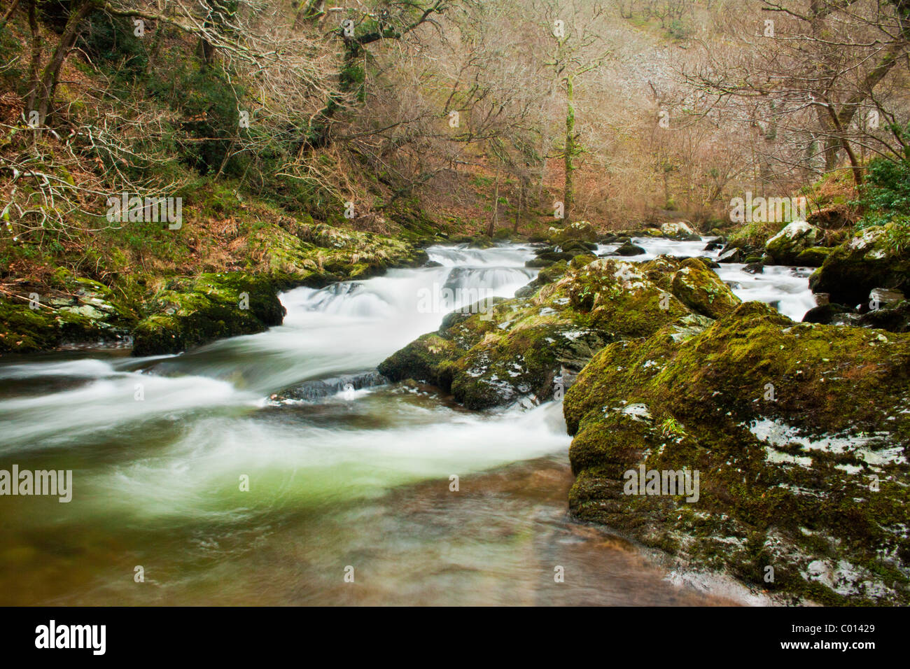 Watersmeet, Exmoor, Devon. Where the Hoar Oak Water and East Lyn river ...
