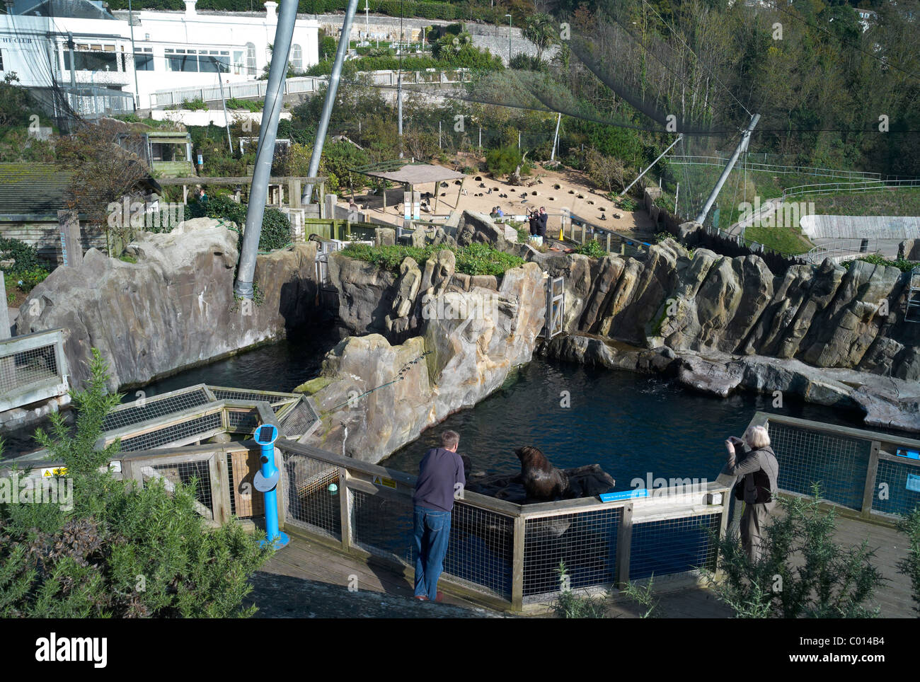 Living Coasts 'Zoo' in Torquay Devon. Visitors inside the huge ...