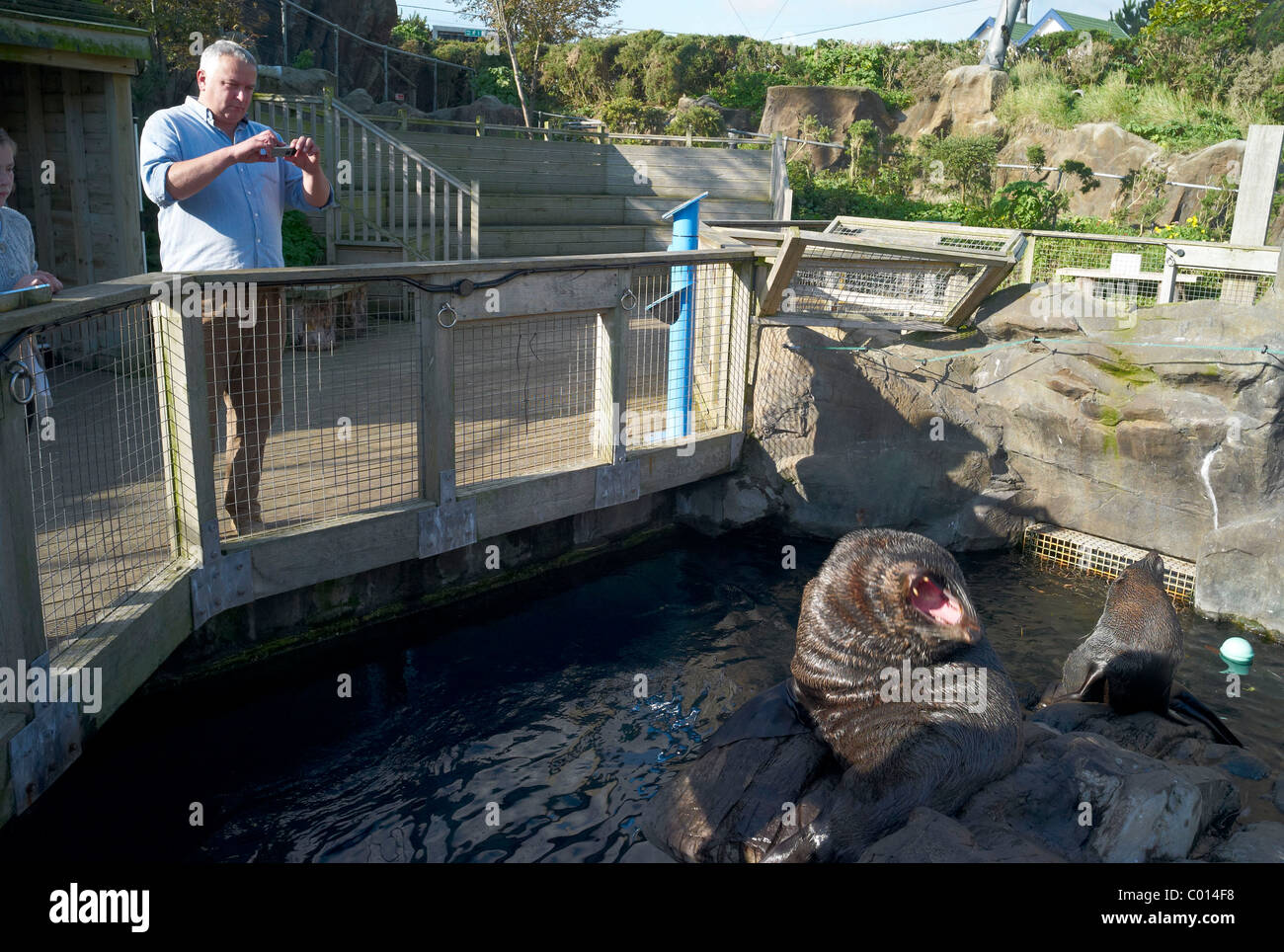 Living Coasts 'Zoo' in Torquay Devon. Visitors inside the huge ...