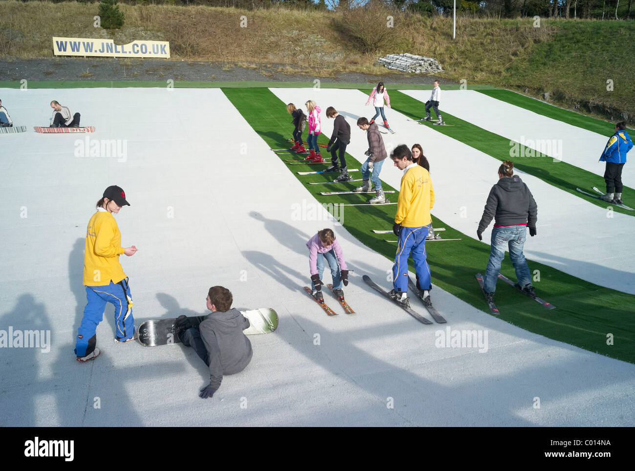 Ski School on a dry Ski slope in Plymouth Devon England Stock Photo - Alamy
