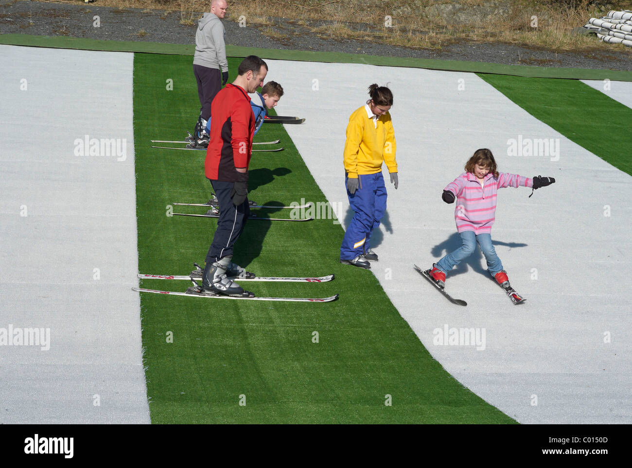 Ski School on a dry Ski slope in Plymouth Devon England Stock Photo - Alamy