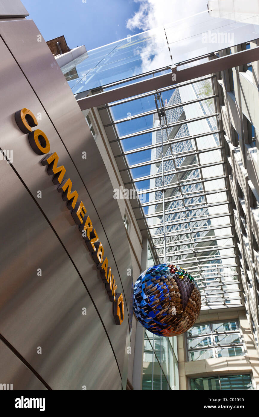 Headquarters of the Commerzbank in front of the Commerzbank Tower ...