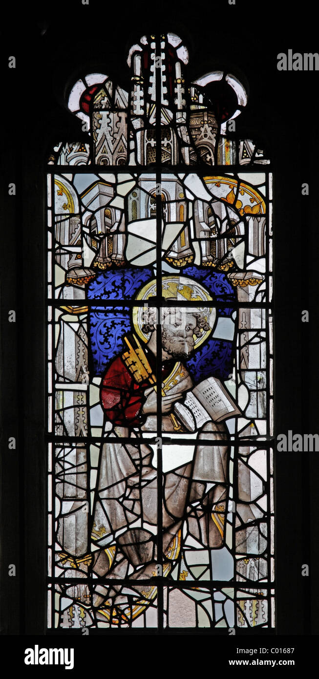 15th Century Stained Glass Window depicting St Peter, Collegiate Church ...