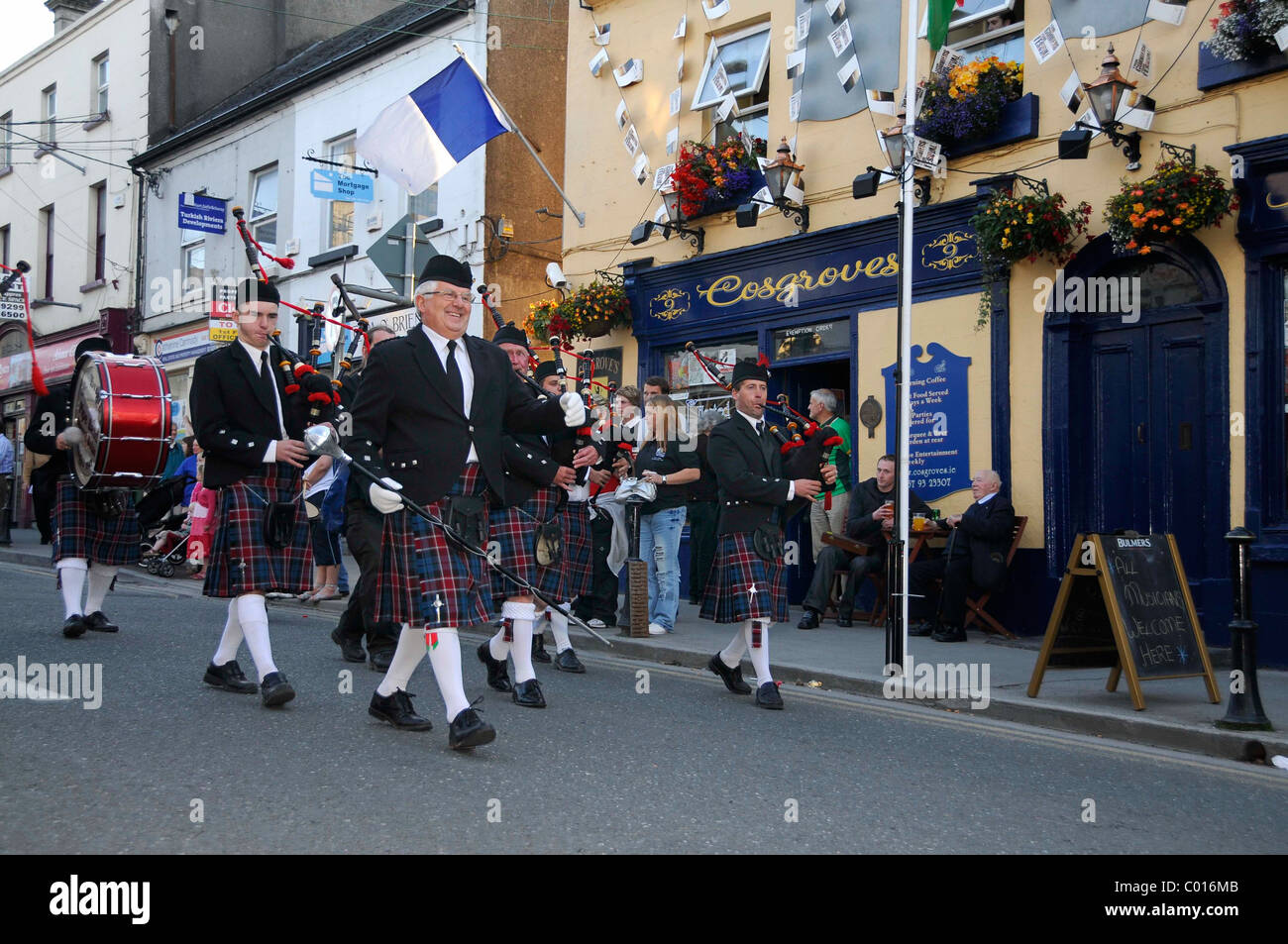 Bagpipe band, procession at the Fleadh Cheoil na hÉireann, Festival of ...