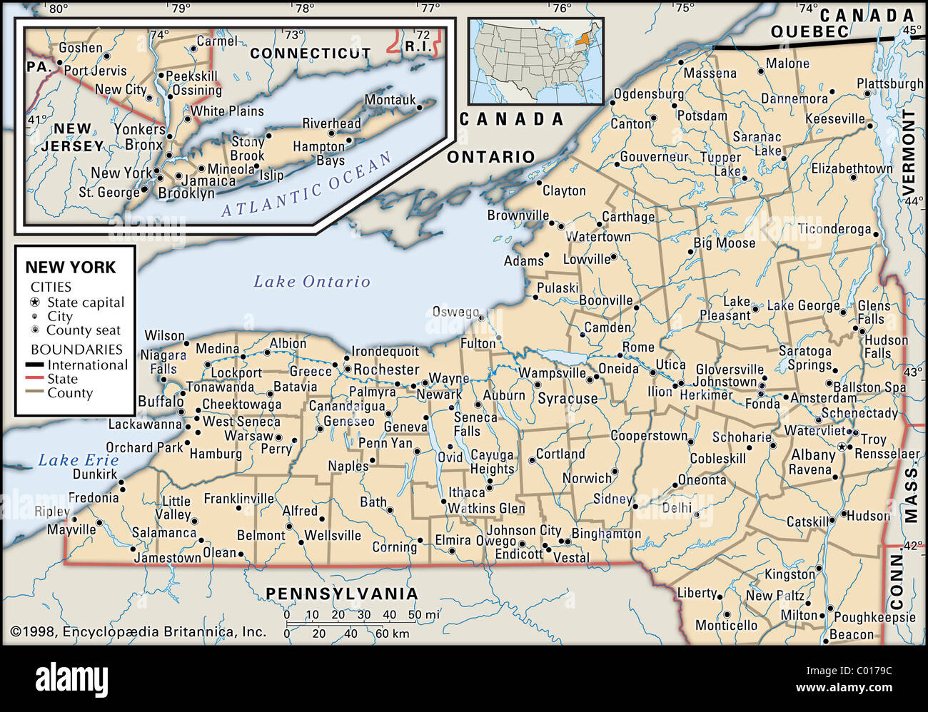 Political map of new york hi-res stock photography and images - Alamy