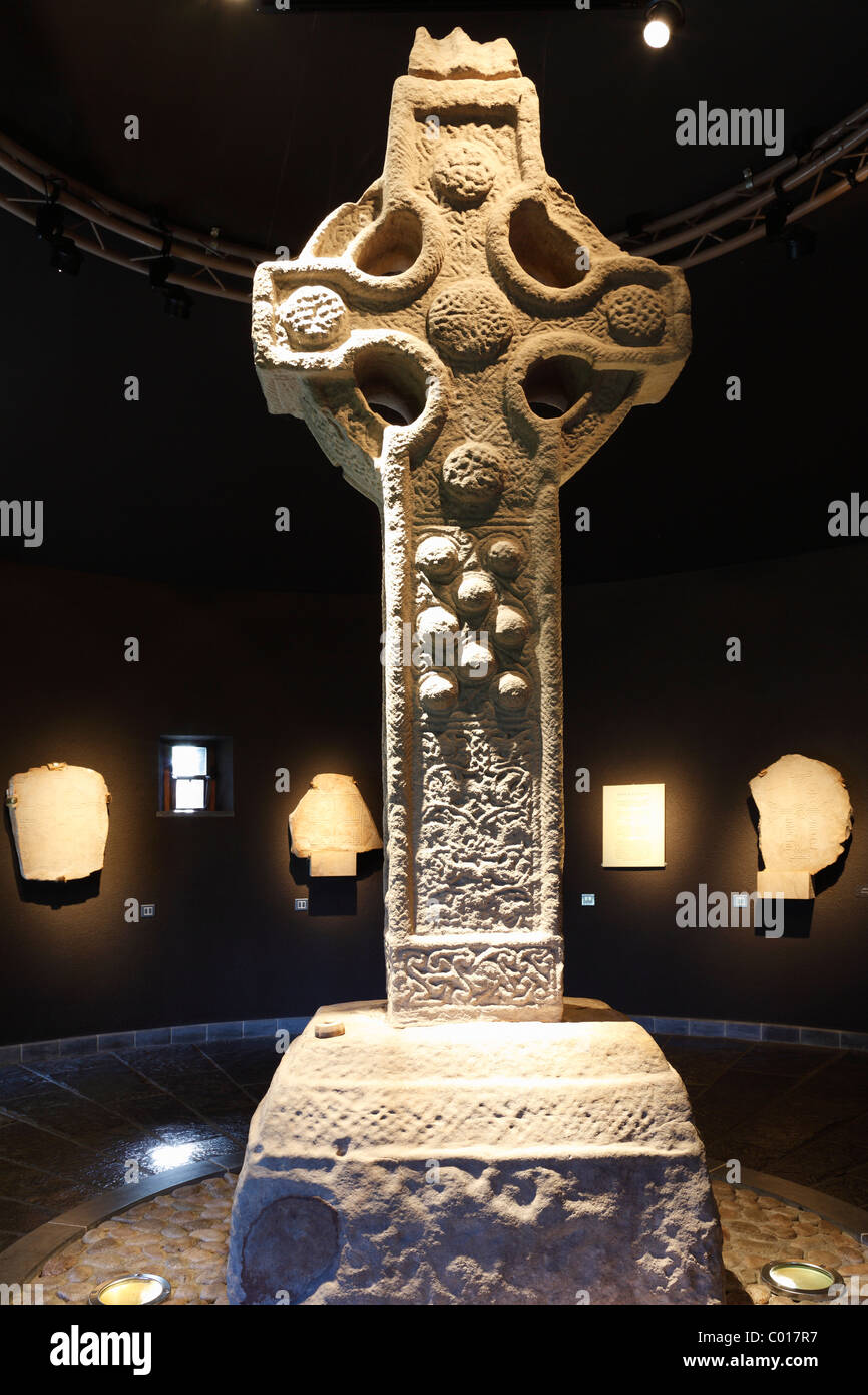 South Cross, a high cross in the Museum in Clonmacnoise Monastery ...