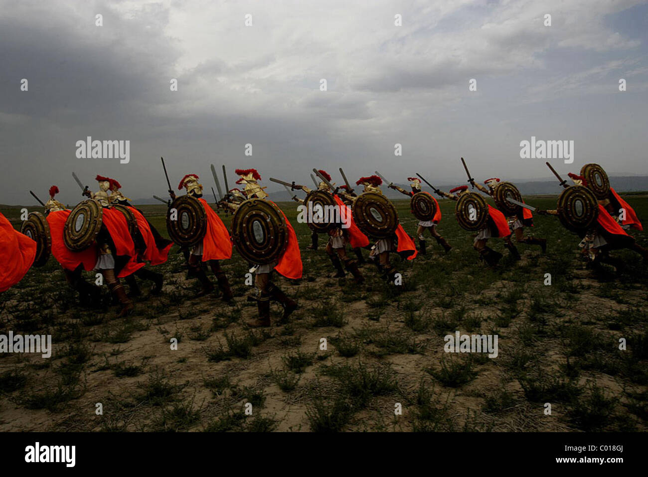 * A ROMAN HOLIDAY Dancers dressed as Ancient Roman warriors at Lanzhou ...