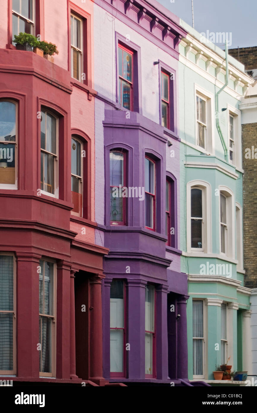 Colourful House Front Facades, Lancaster Road, Portobello / Kensington ...