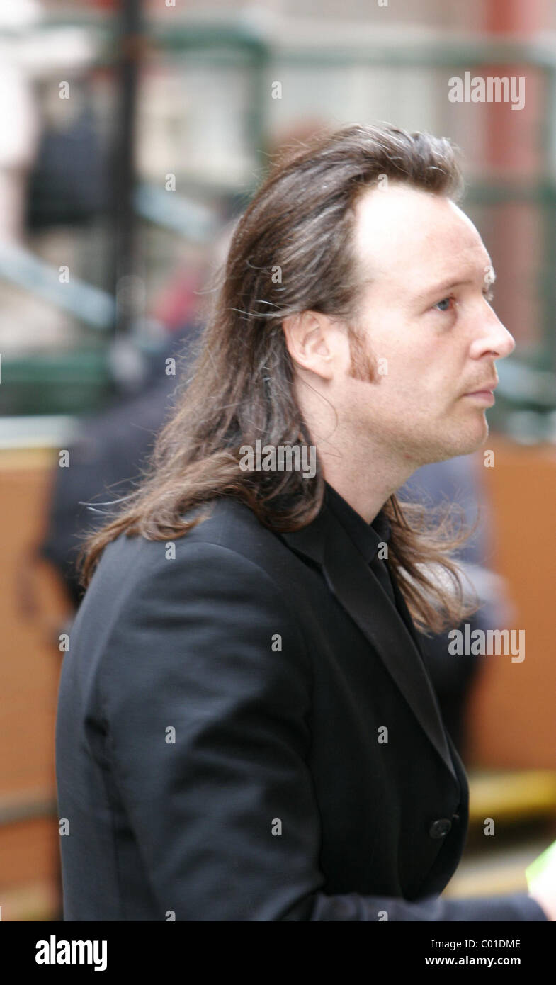 Guest at the funeral of Tony Wilson, the founder of 'Factory Records ...