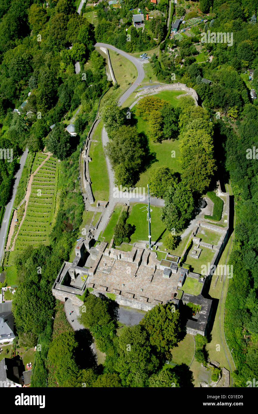 Aerial view, ruins of Arnsberg Castle, Arnsberg, North Rhine-Westphalia ...