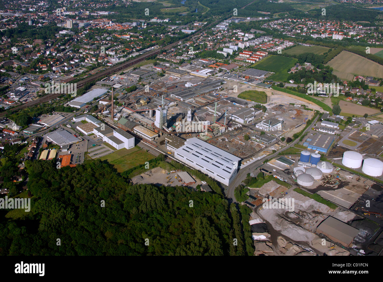 Aerial view, Aurubiswerk plant, Aurubis, the largest copper producer in ...
