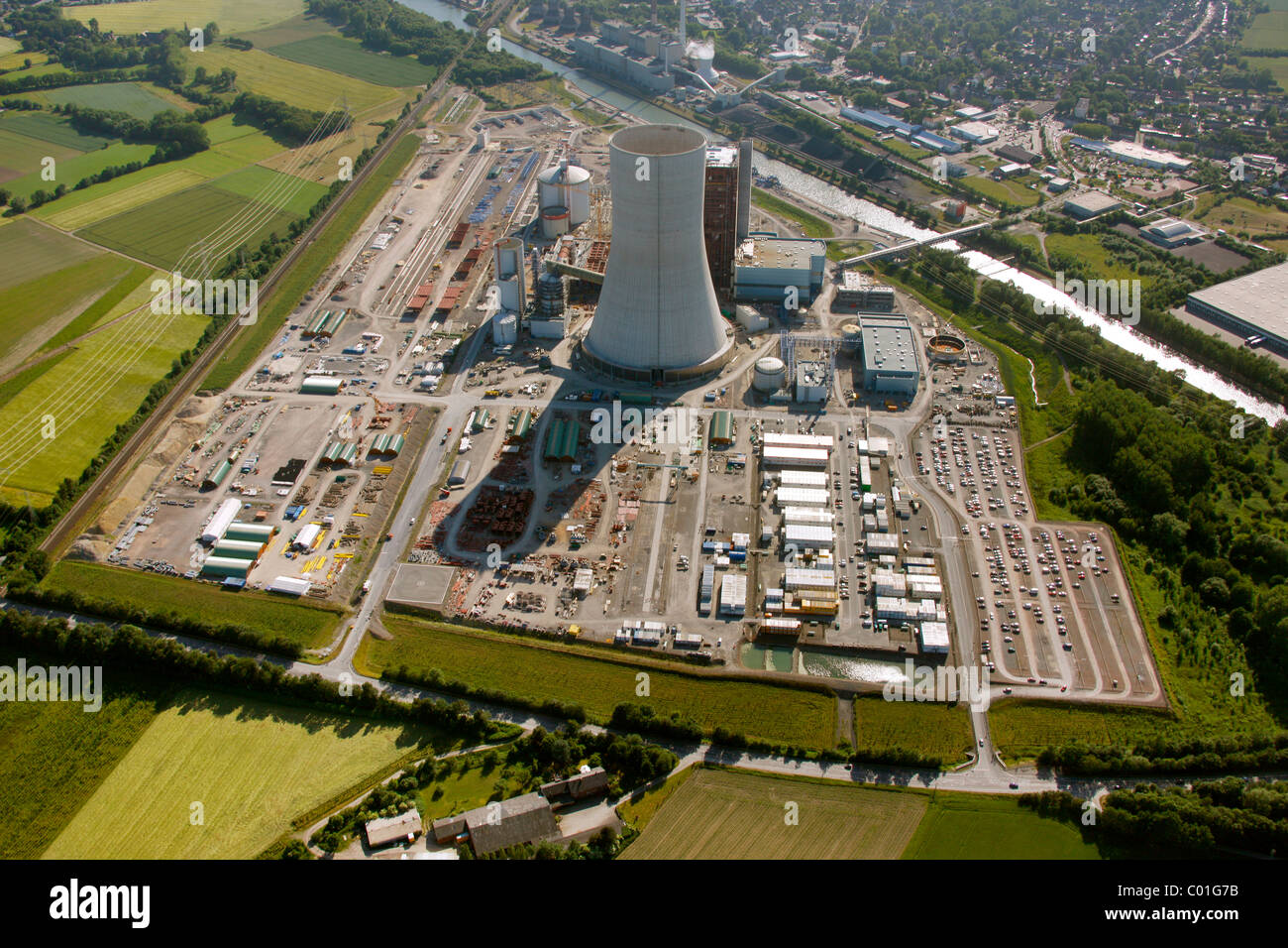 Aerial view, Datteln4 coal power plant of the EON energy corporation ...