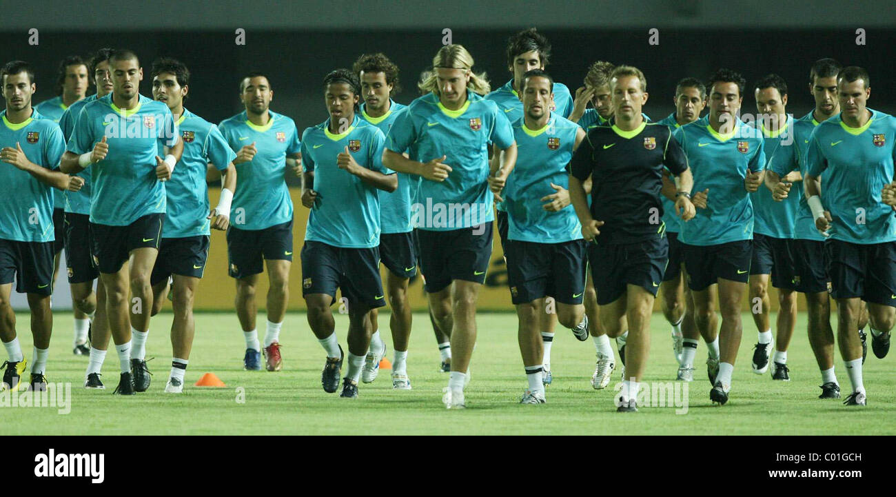 Barcelona FC training at Fengtai Sports Center. Barcelona Football Team ...