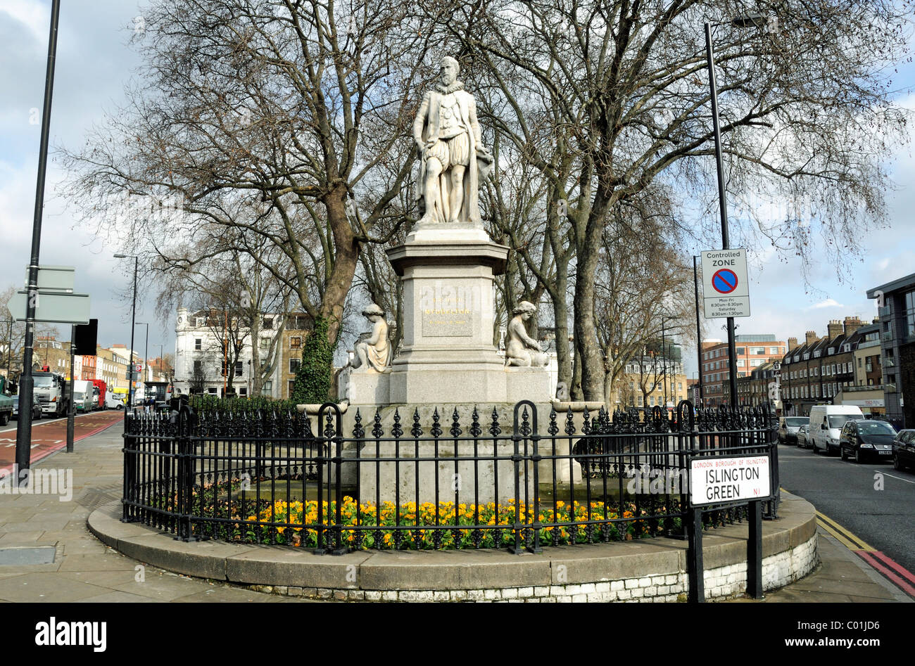 Sir Hugh Myddelton's Statue Islington Green London England UK Stock ...