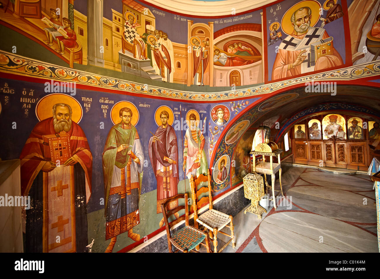 Aegina; church; Greek; Orthodox; Argosaroni; port; Saronic; Islands ...