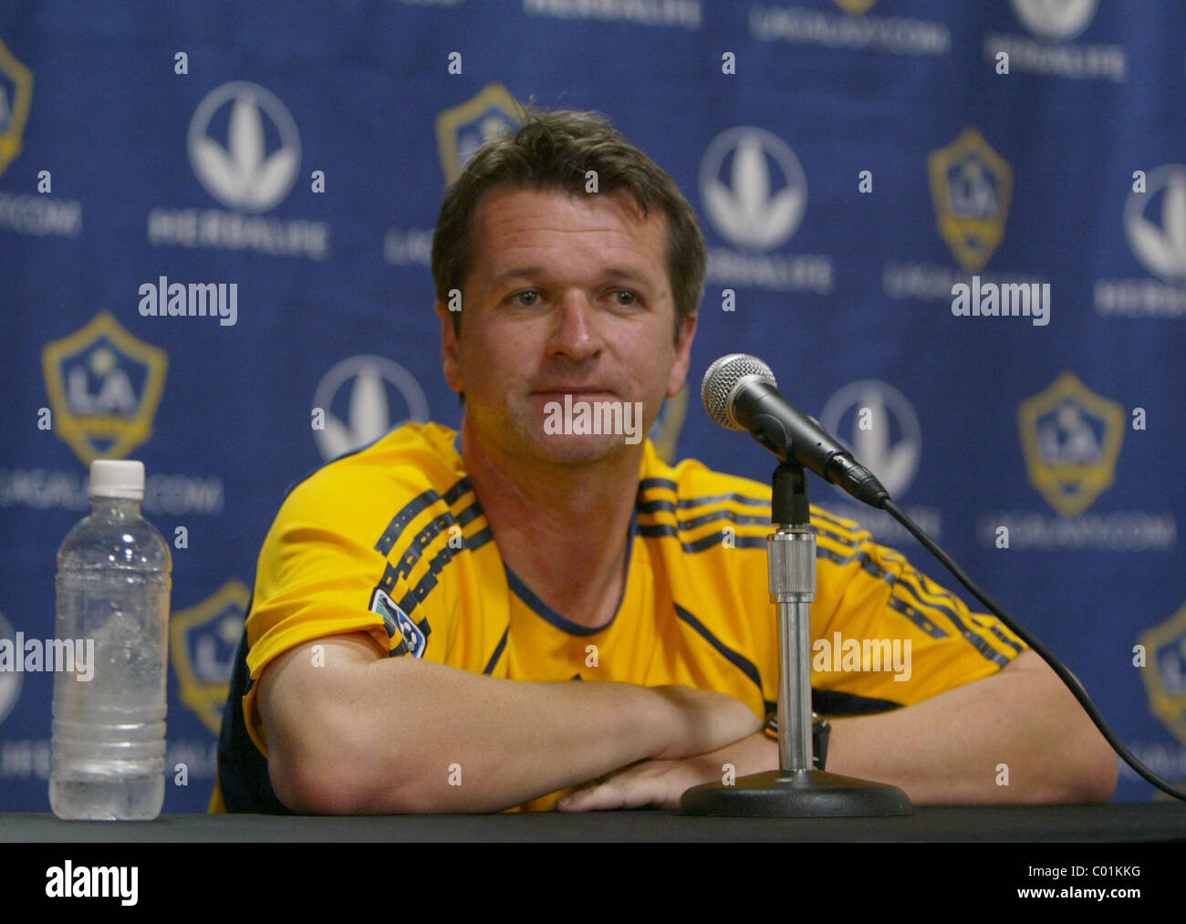 Los Angeles Galaxy coach Frank Yallop attends at Press Conference ...