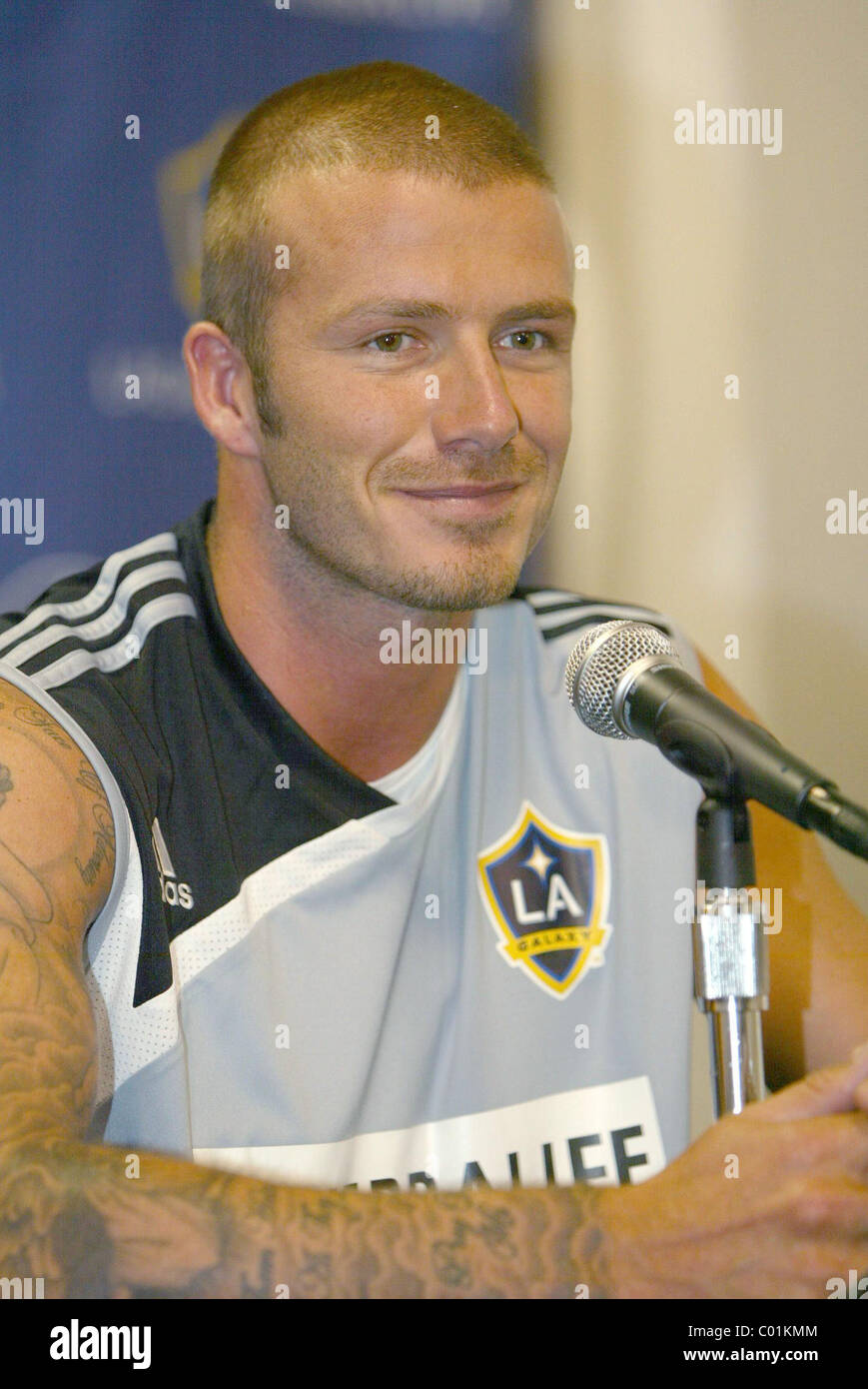 David beckham attends press conference hi-res stock photography and ...