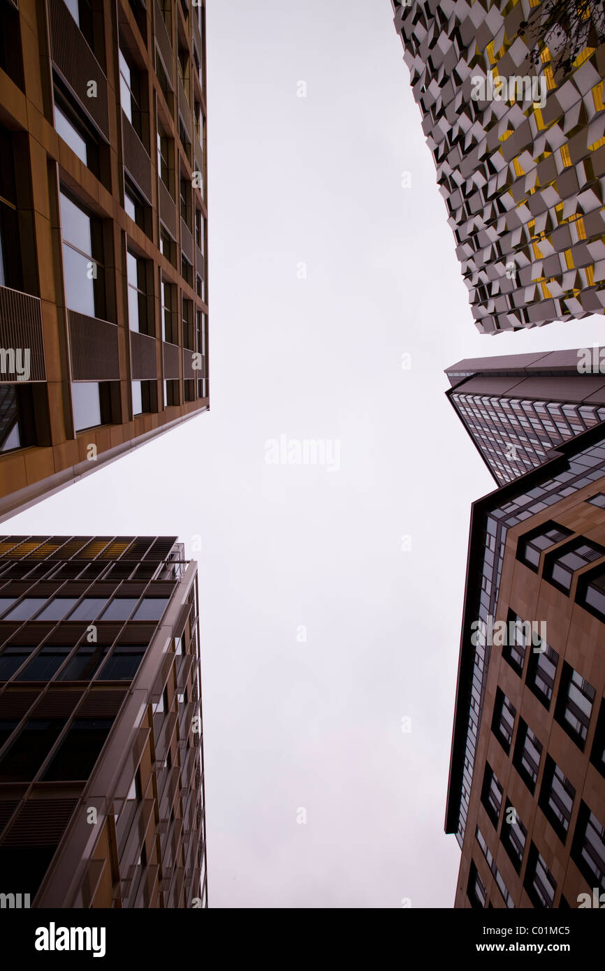 Upwards view of tall buildings in Sheffield City Center South Yorkshire ...