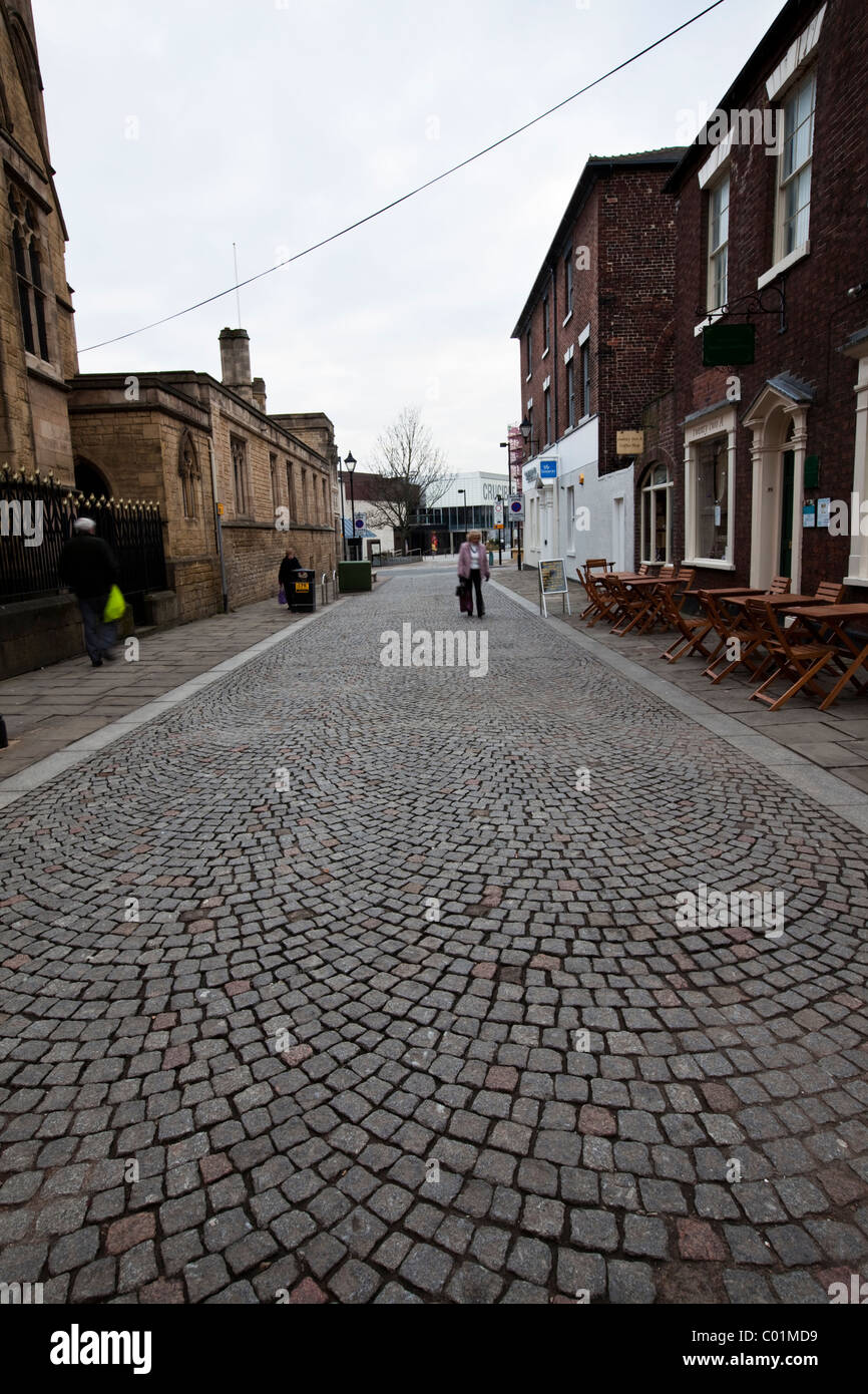 Block paved street in Sheffield city center South Yorkshire England ...