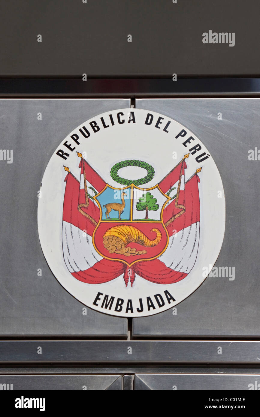 Sign, embassy of the Republic of Peru, Berlin, Germany, Europe Stock ...