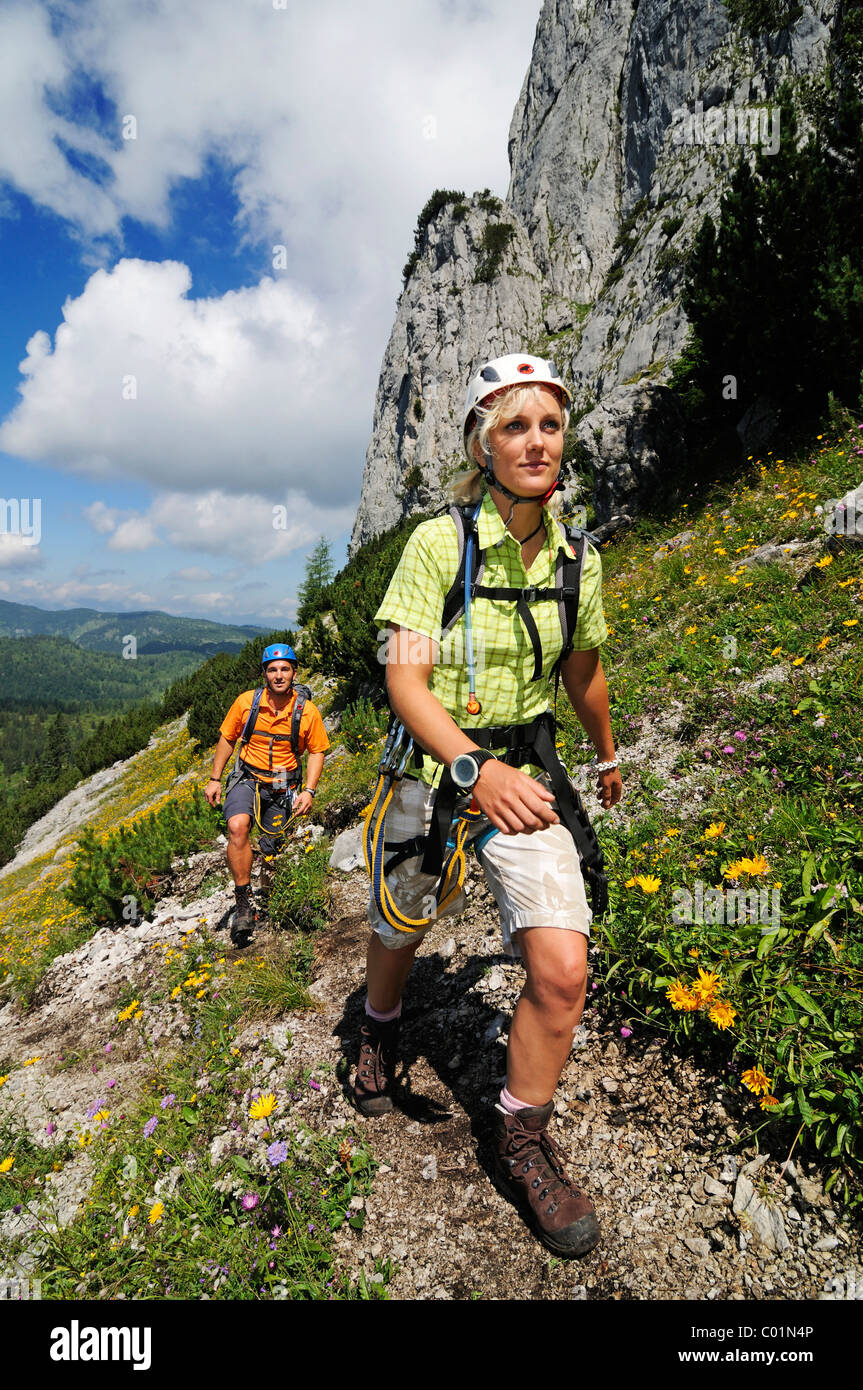 Climbers, Gamssteig climbing route, Steinplatte Mountain, outdoor, Reit ...