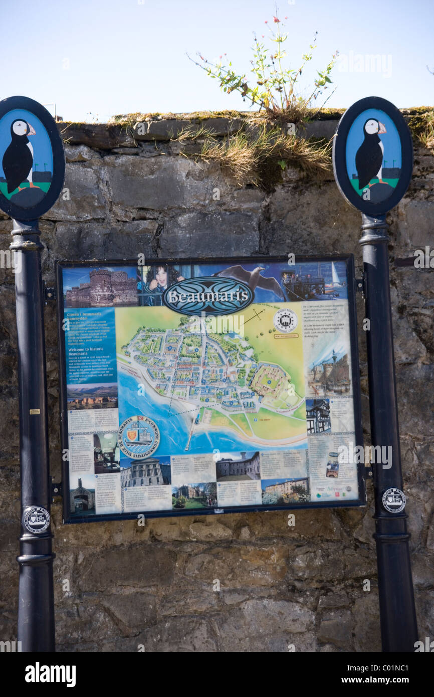Tourist sign in Beaumaris, Anglesey Stock Photo - Alamy