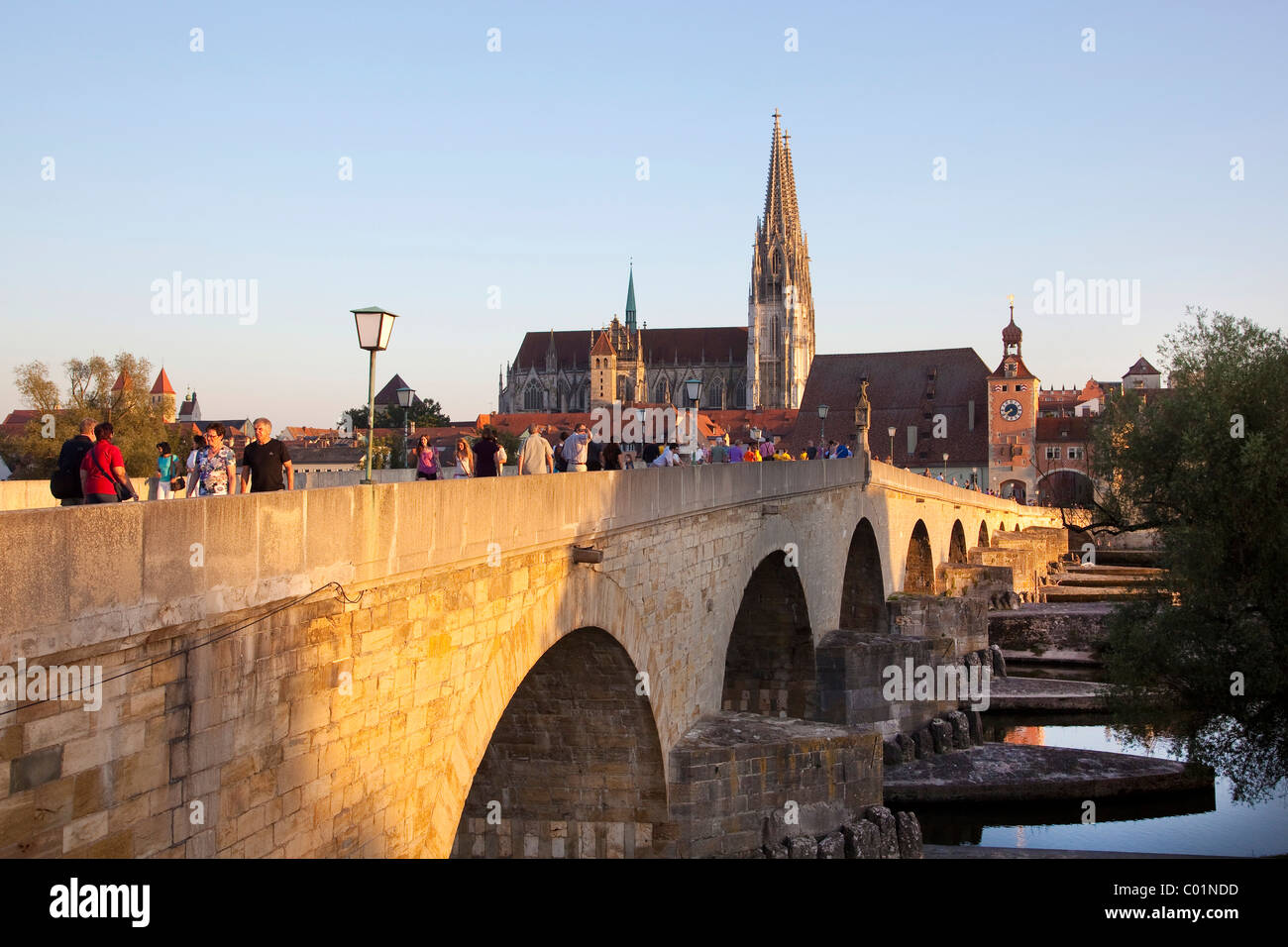 Stone Bridge, Regensburg Cathedral of Saint Peter, Regensburg, Bavaria ...
