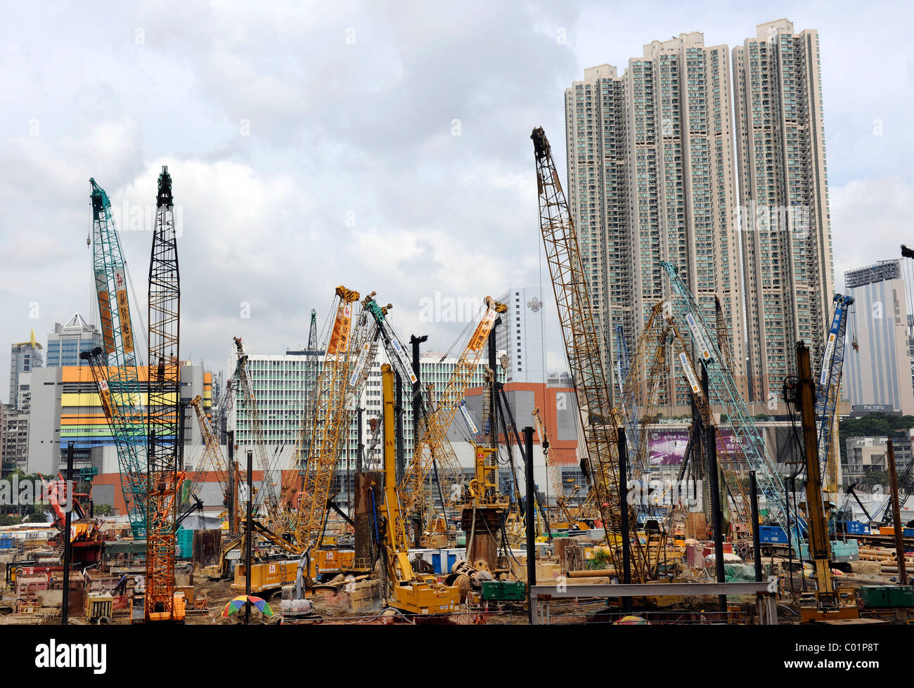 Skyscrapers and construction cranes, Hong Kong, China, Asia Stock Photo ...