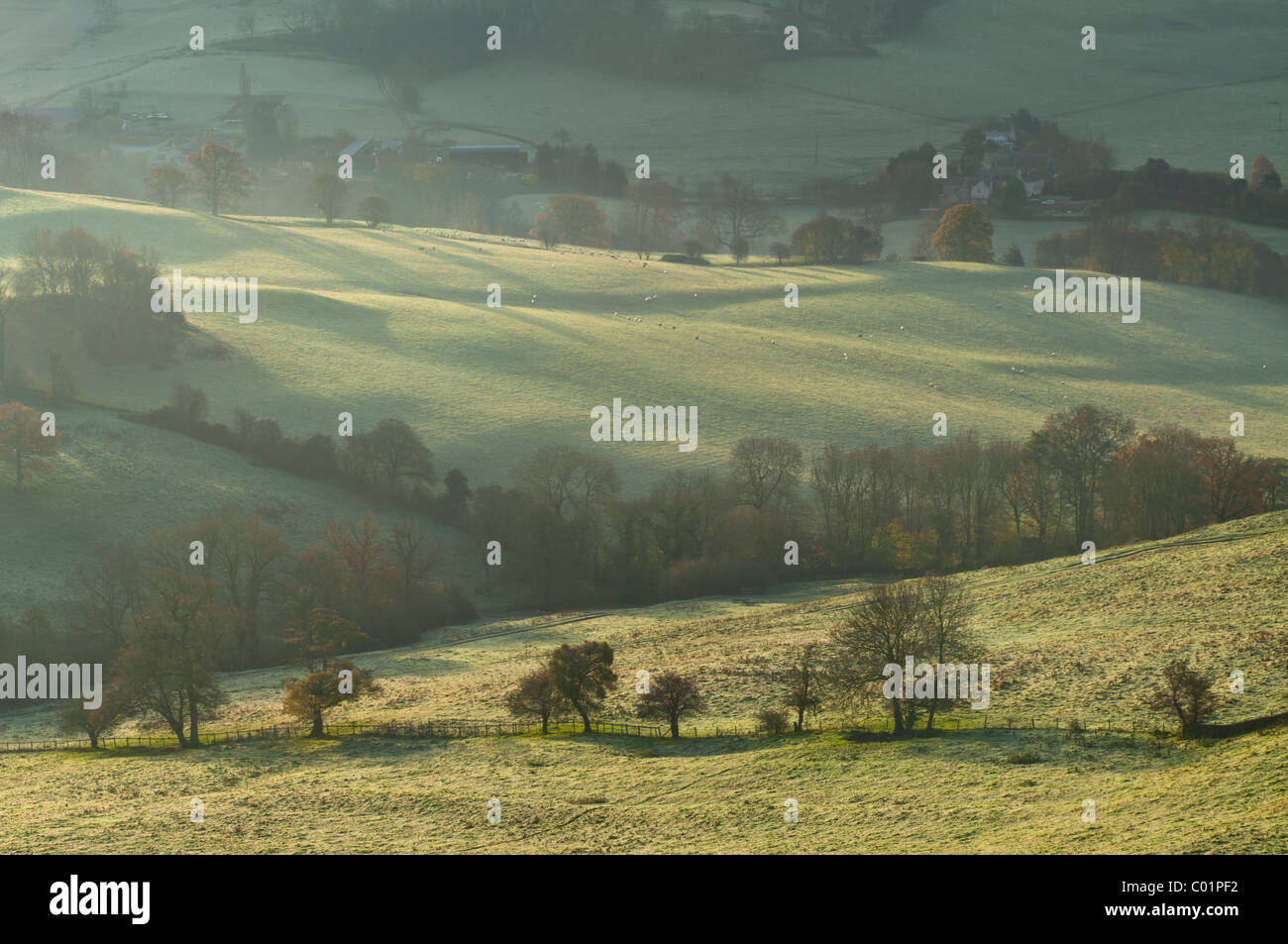 Cotswold rolling hills, near Stroud, Gloucestershire, UK Stock Photo ...