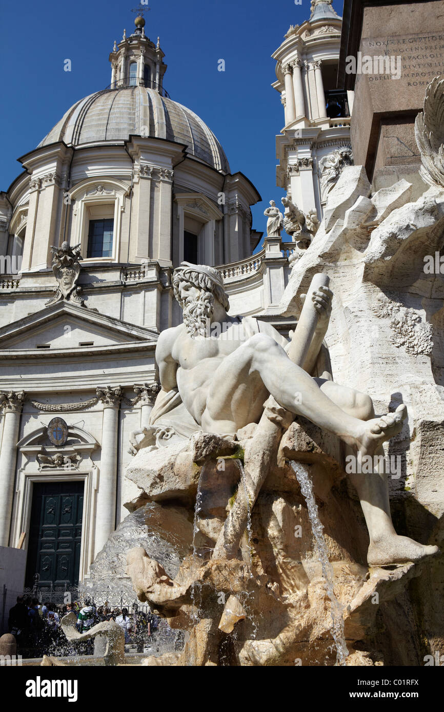 River-god Ganges on Fontana dei Quattro Fiumi in Piazza Navona, Rome ...