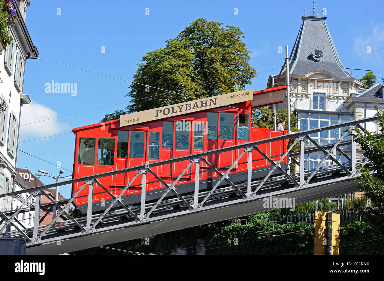 The Polybahn, a funicular railway, Zurich, Switzerland, Europe Stock ...