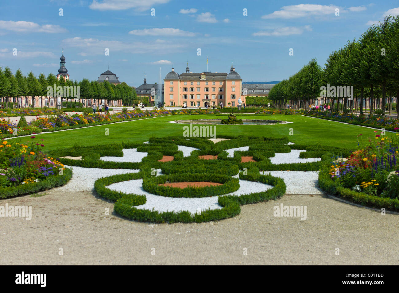 Castle gardens and Schloss Schwetzingen castle, 18th century ...