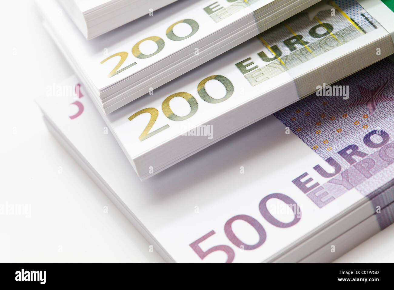 Euro notes in bundles, 200s, 500s Stock Photo - Alamy