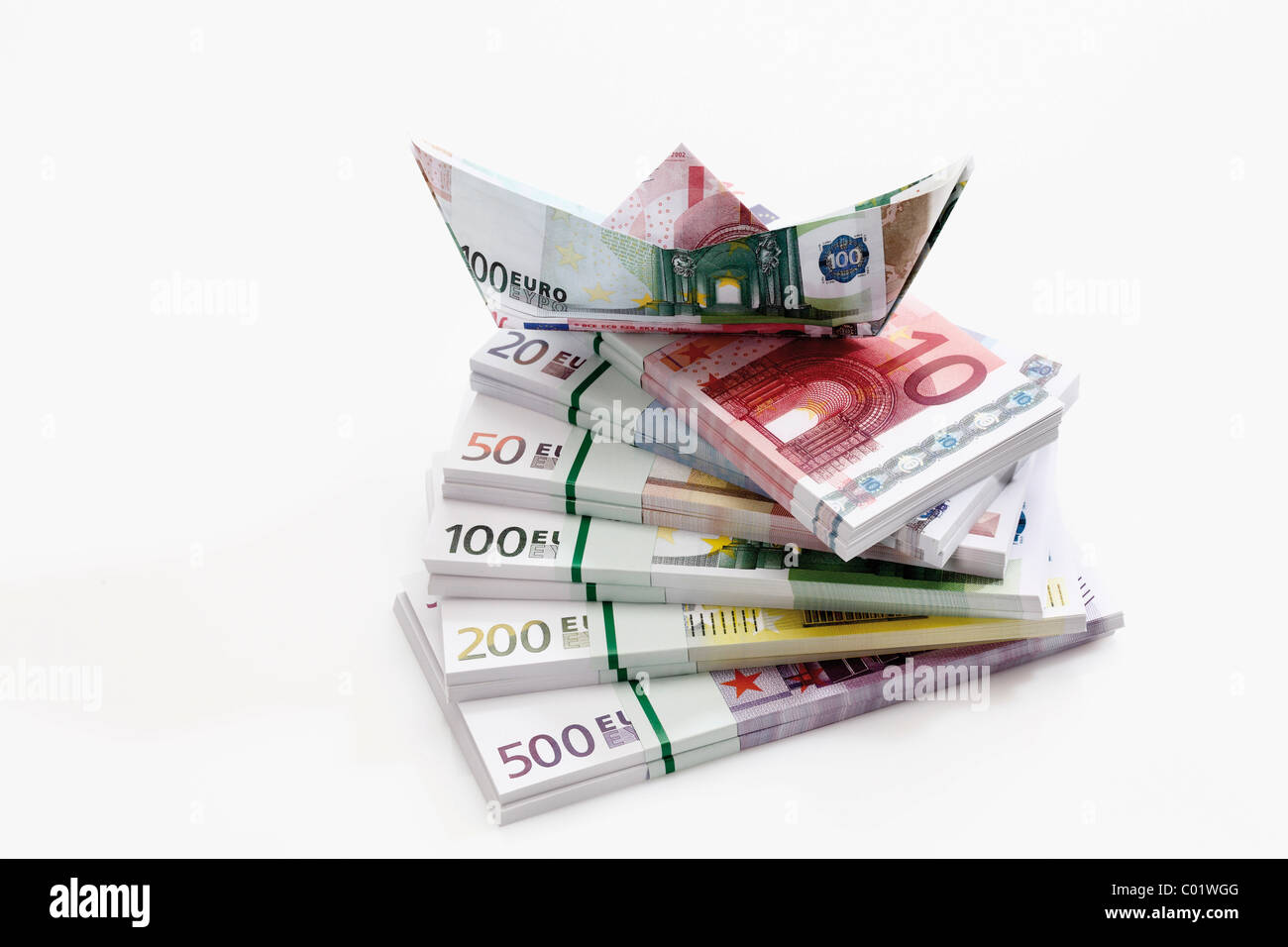 Bundles money euro banknotes Cut Out Stock Images & Pictures - Alamy