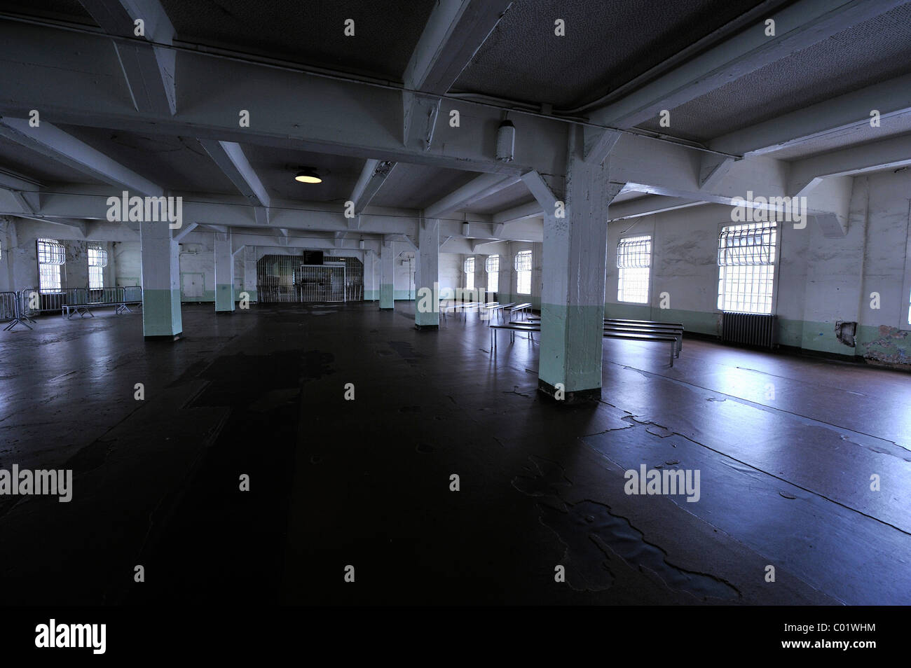 Former dining room in the prison, Alcatraz Island, California, USA ...