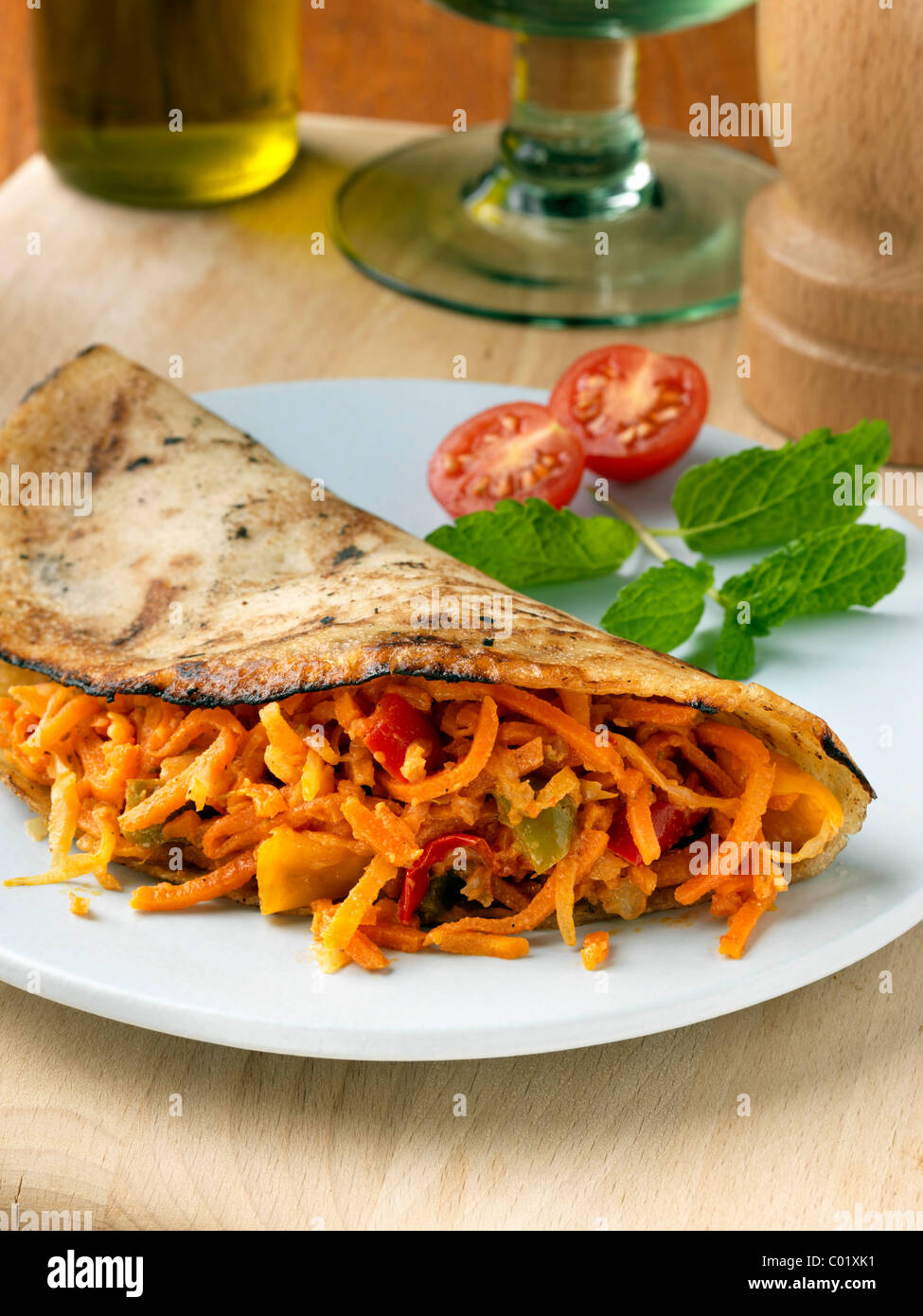 Vegetarian calzone healthy wholefoods Stock Photo - Alamy