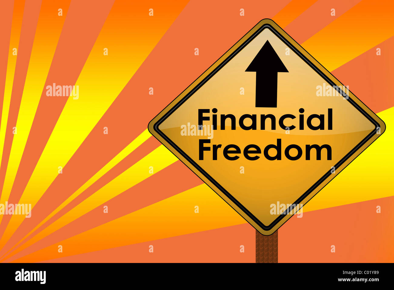 Yellow signpost, Financial freedom Stock Photo - Alamy