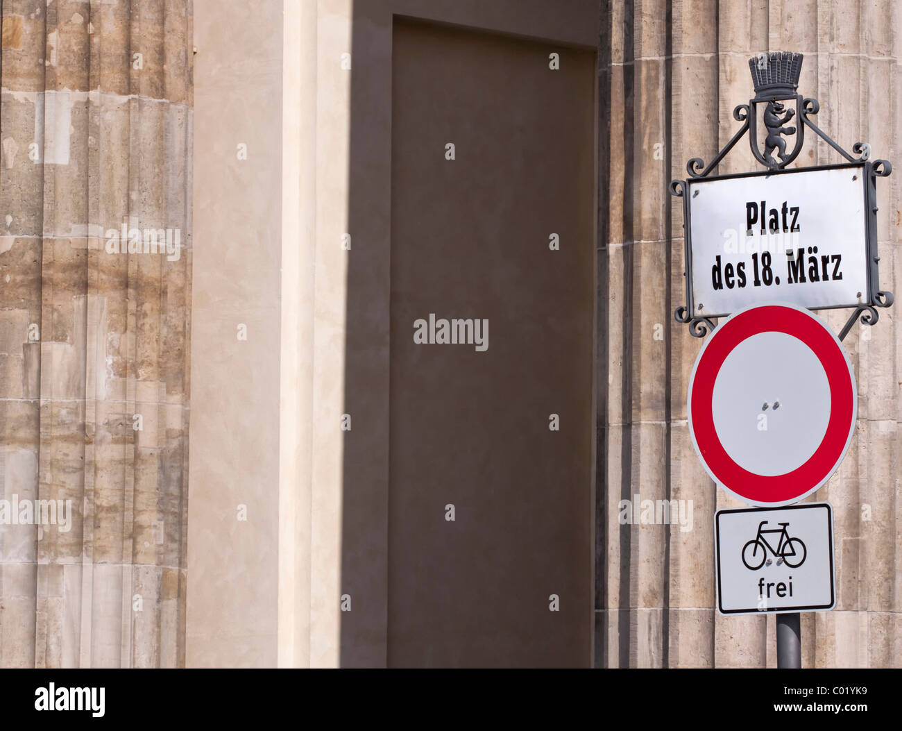 Old Berlin street sign at the Brandenburg Gate, Berlin, Germany, Europe ...