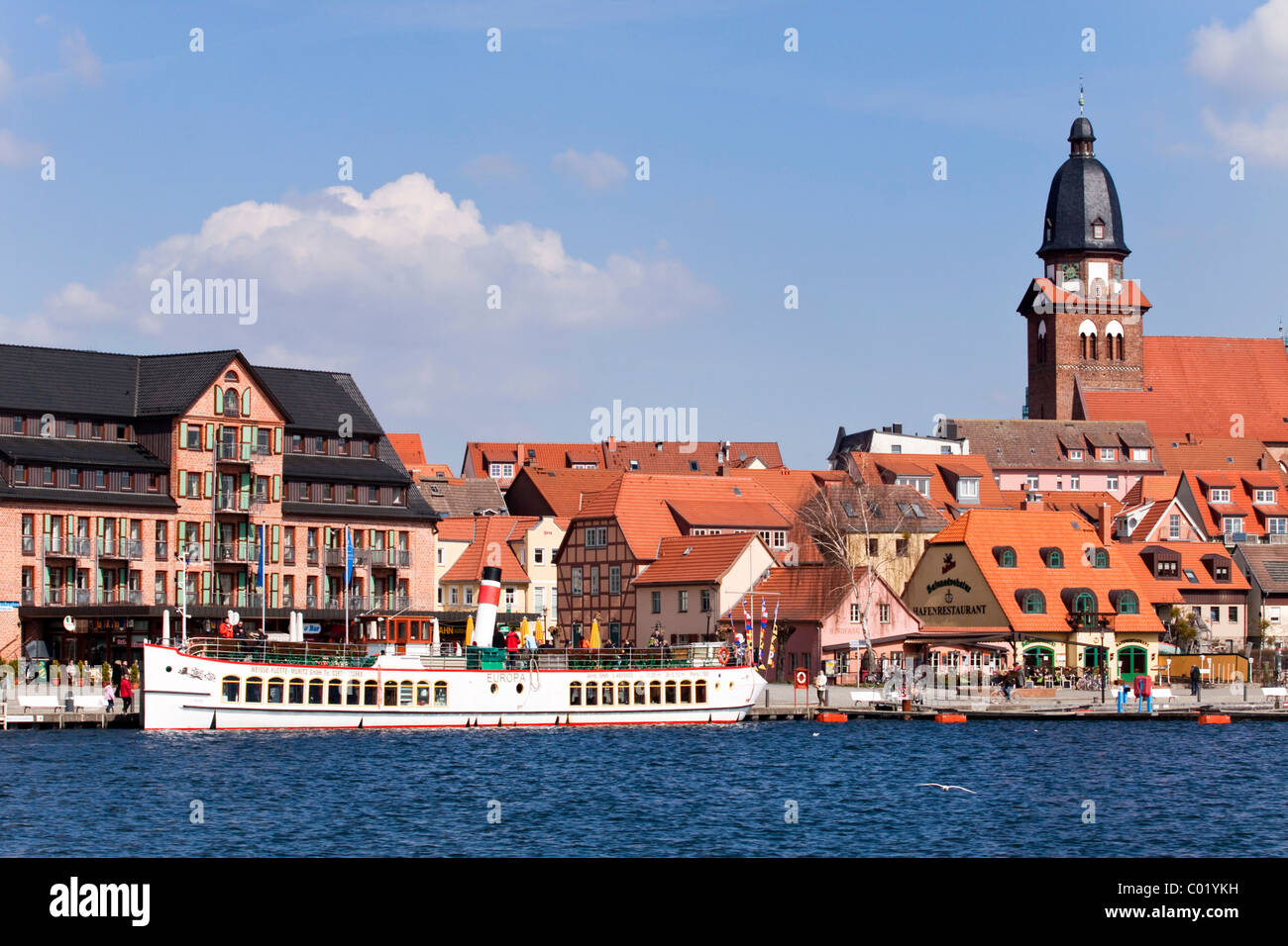 Port of Waren an der Mueritz river, Mecklenburg-Western Pomerania ...