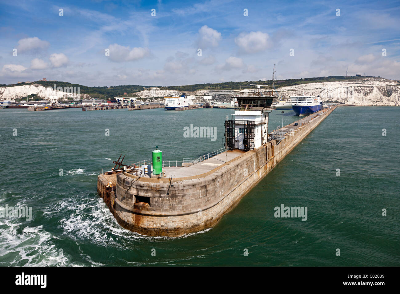 Harbour wall and white cliffs Dover England UK Stock Photo - Alamy