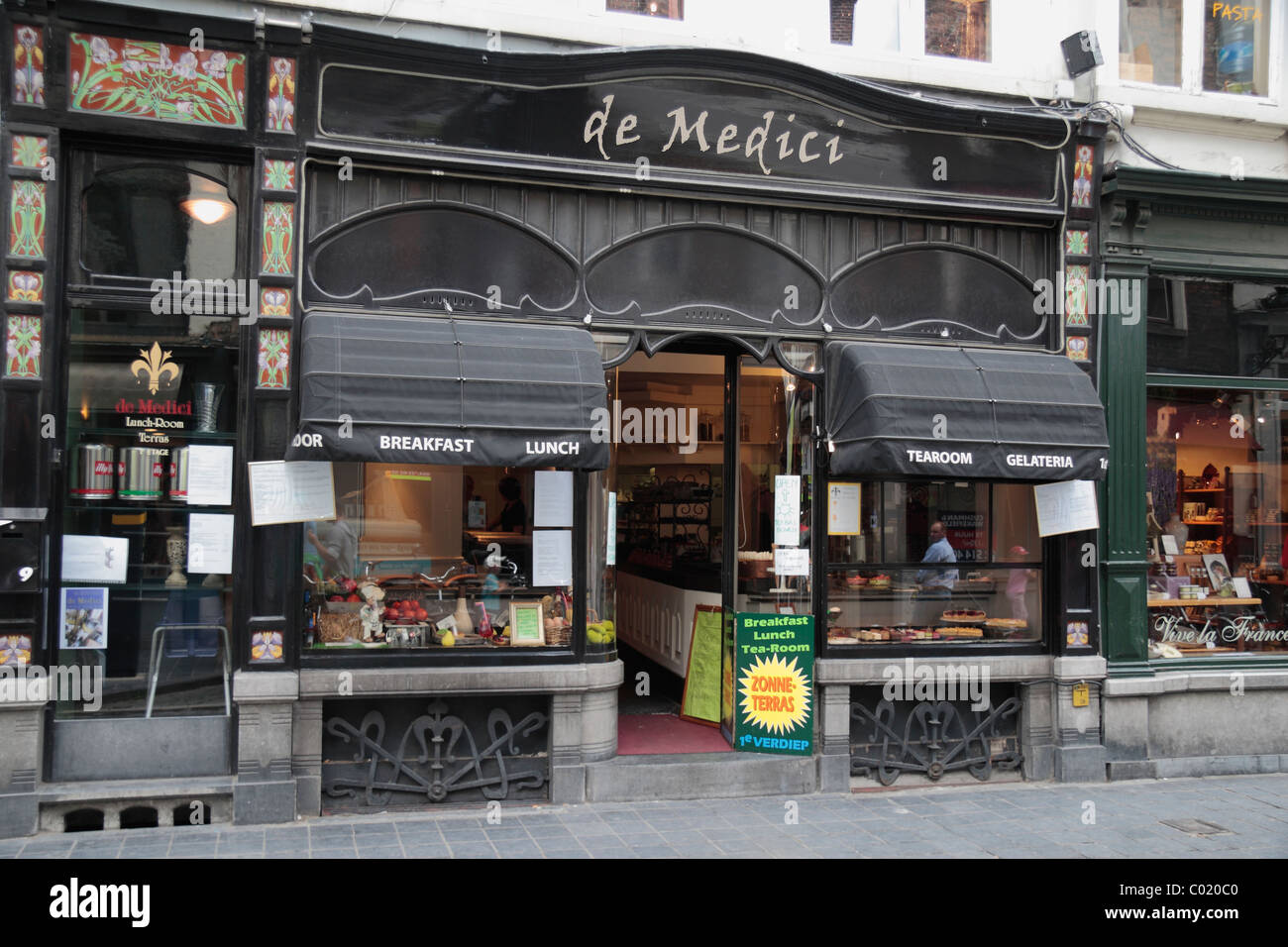 The de Medici tearoom and cafe in Bruges (Brugge), Belgium Stock Photo ...
