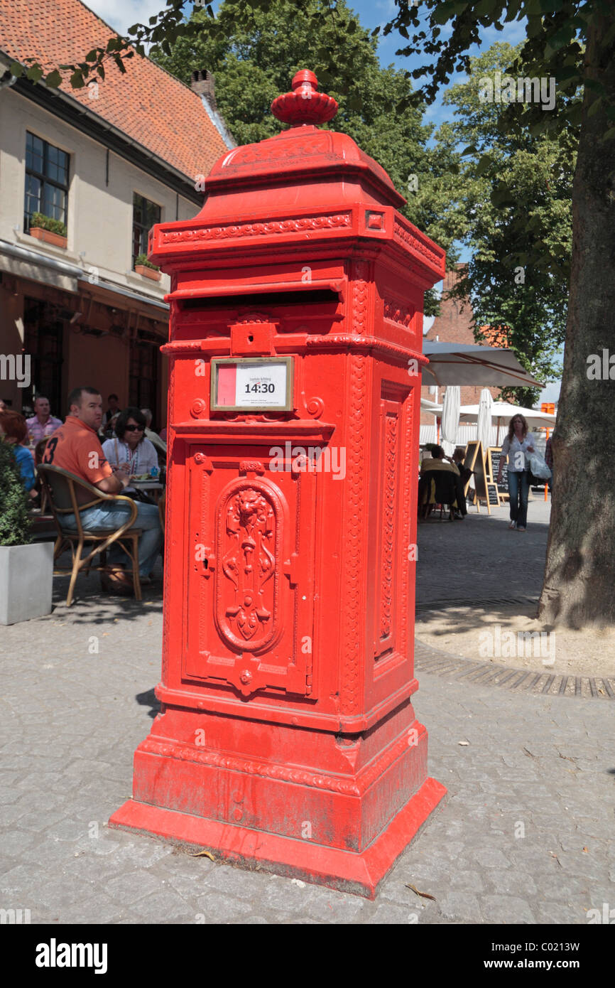 A bright red post box in Bruges (Brugge) Belgium Stock Photo - Alamy